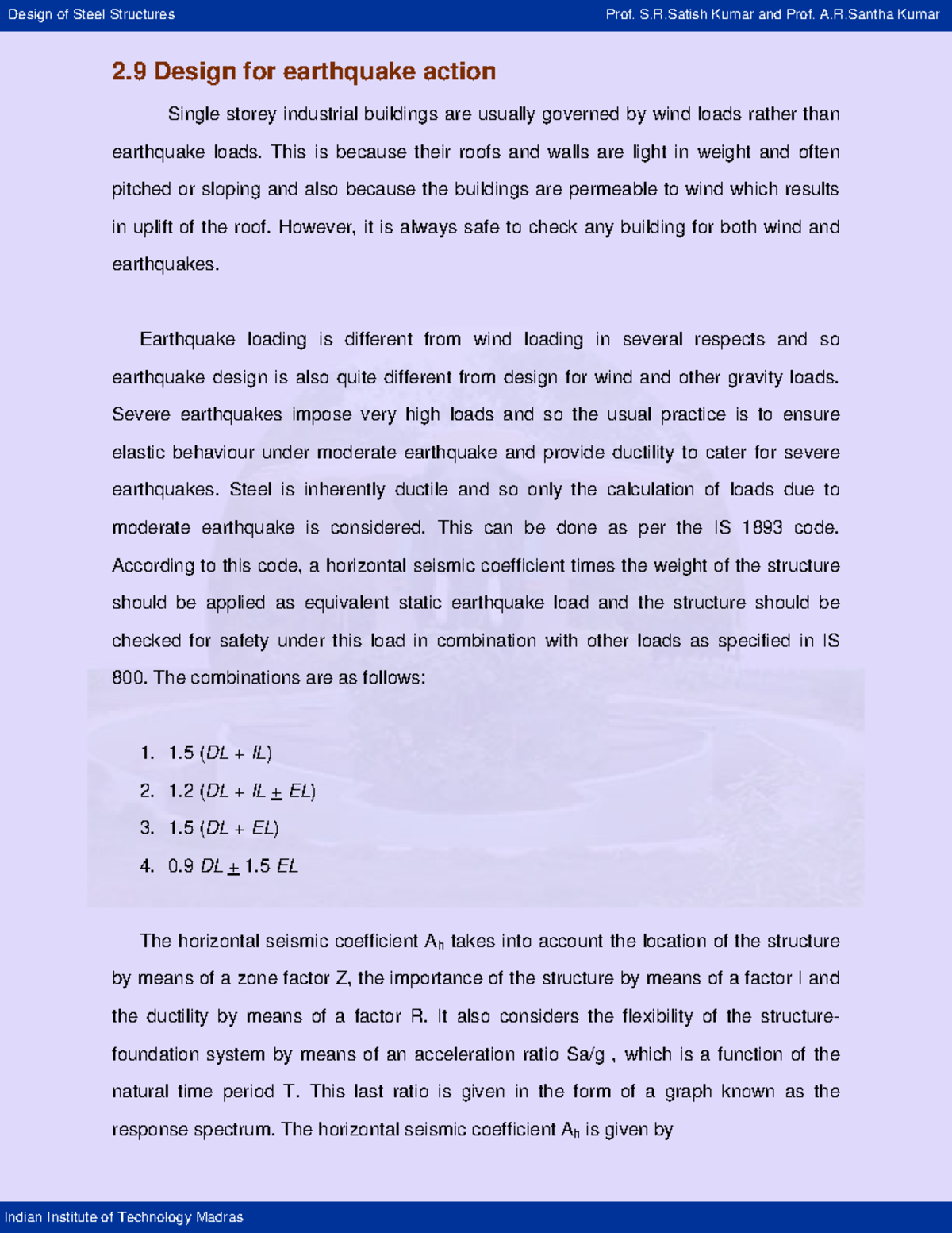 Design for Earthquake Action in Steel Structures (NPTEL) - Studocu