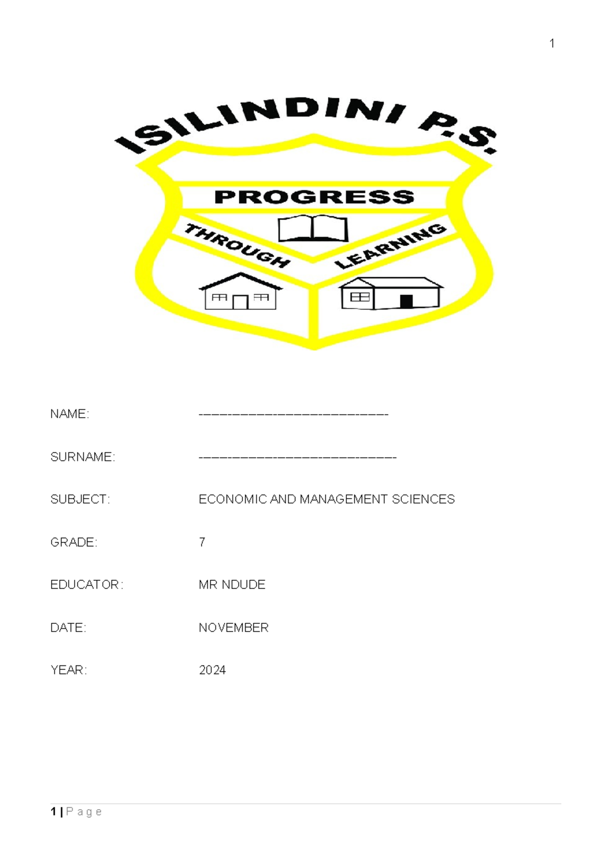 Grade 7 EMS Term 4 Formal Assessment - Financial Literacy ...