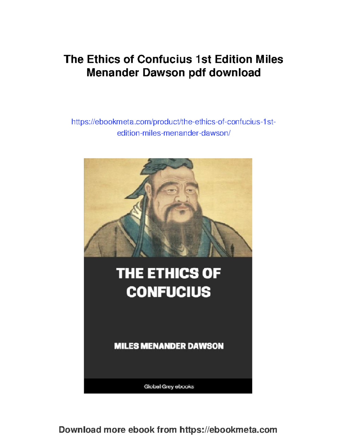 The ethics of Confucius: An illustrated edition by Miles Menander ...