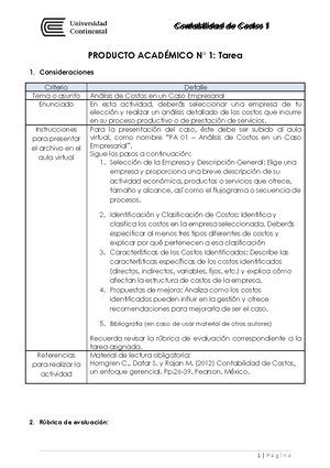 Examen Final Costos 1 - Evaluación Final (B) 2024 - 2 Programa a Distancia Asignatura ...