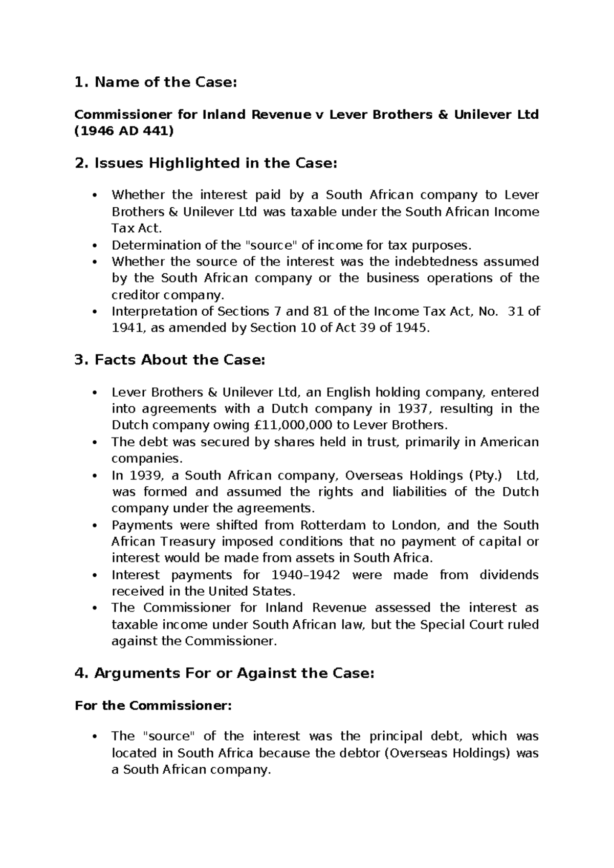 CIR v Lever Brothers Unilever Ltd: Case Summary & Key Issues Analysis ...