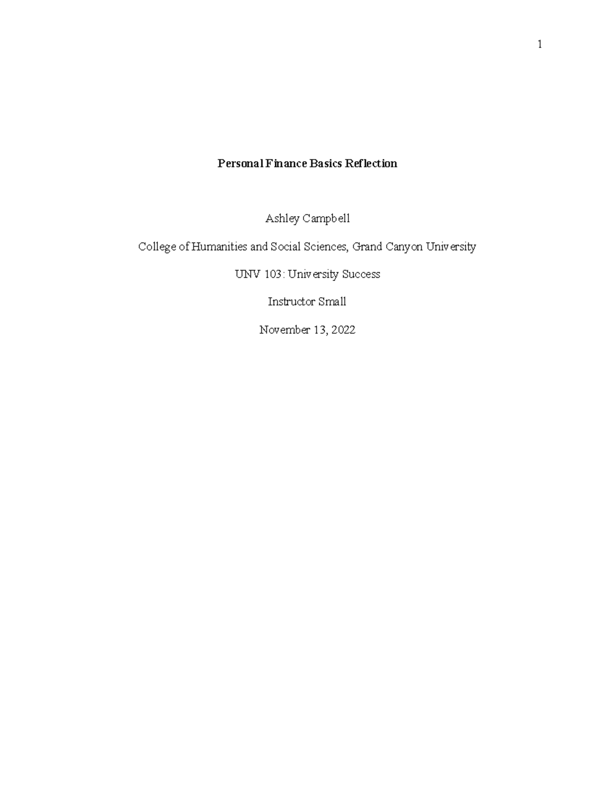 UNV-103 Week 6 Reflection: Insights on Personal Finance Management ...