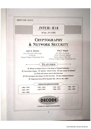 CNS Unit-1 Study Material: Cryptography and Network Security - JNTUH B.Tech R18 - Studocu