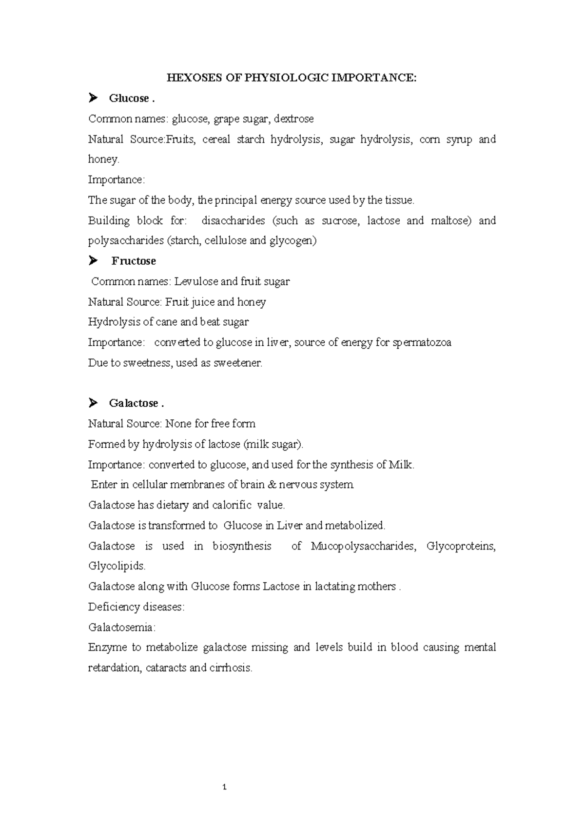 Reactions of Monosaccharides: Importance of Hexoses in Physiology - Studocu