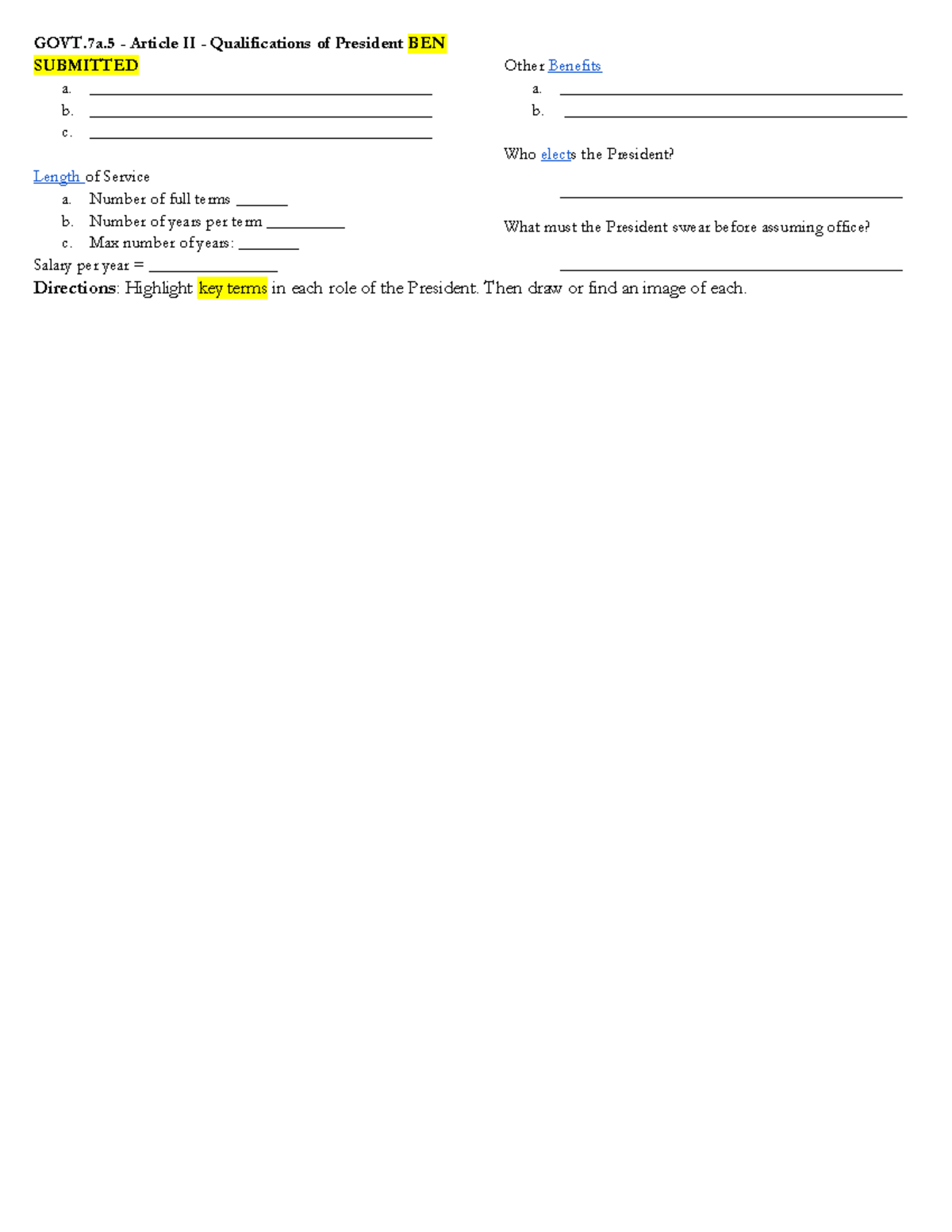 GOVT.7a.5 Article II: Presidential Qualifications and Roles Explained ...