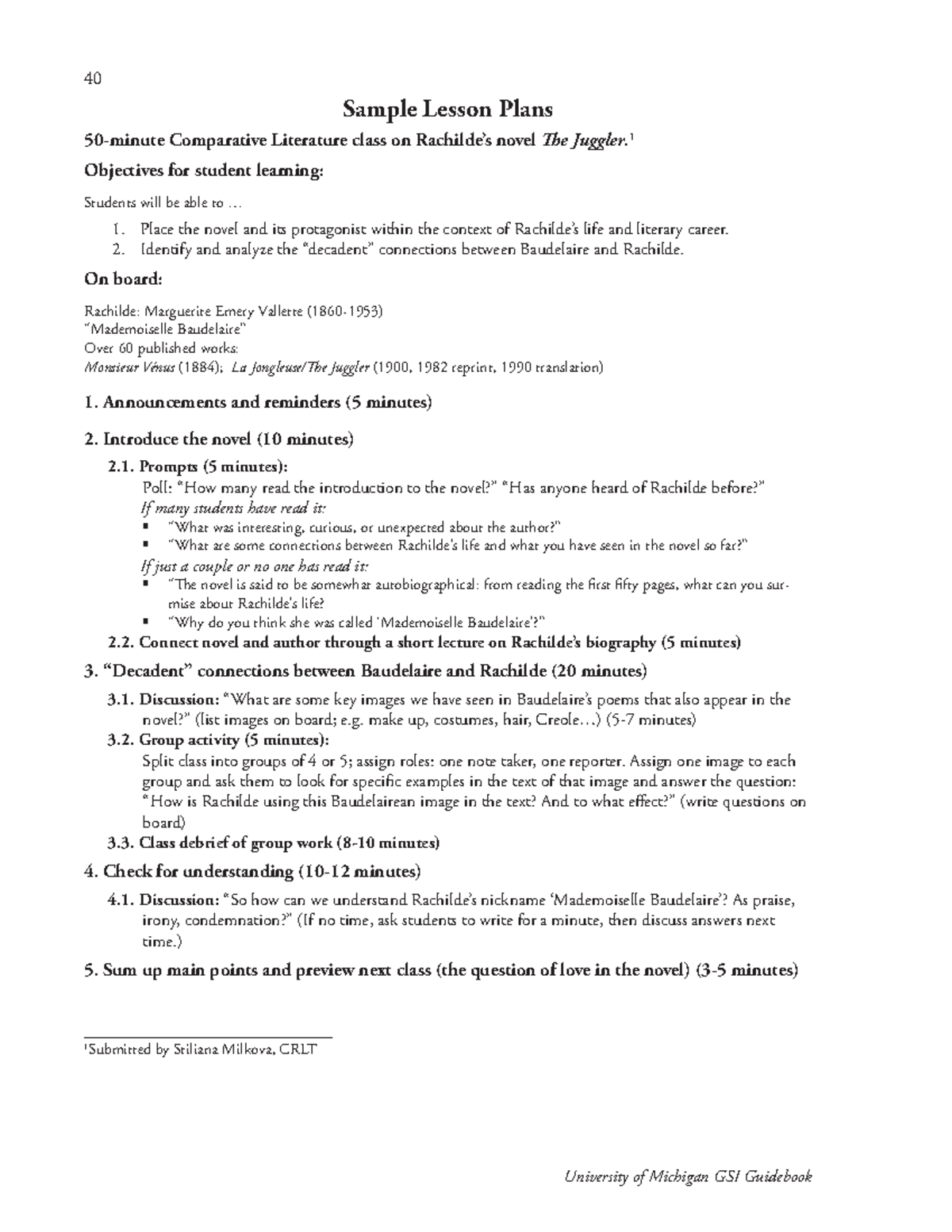 Sample lesson plans - Steffy M. - University of Michigan GSI Guidebook ...