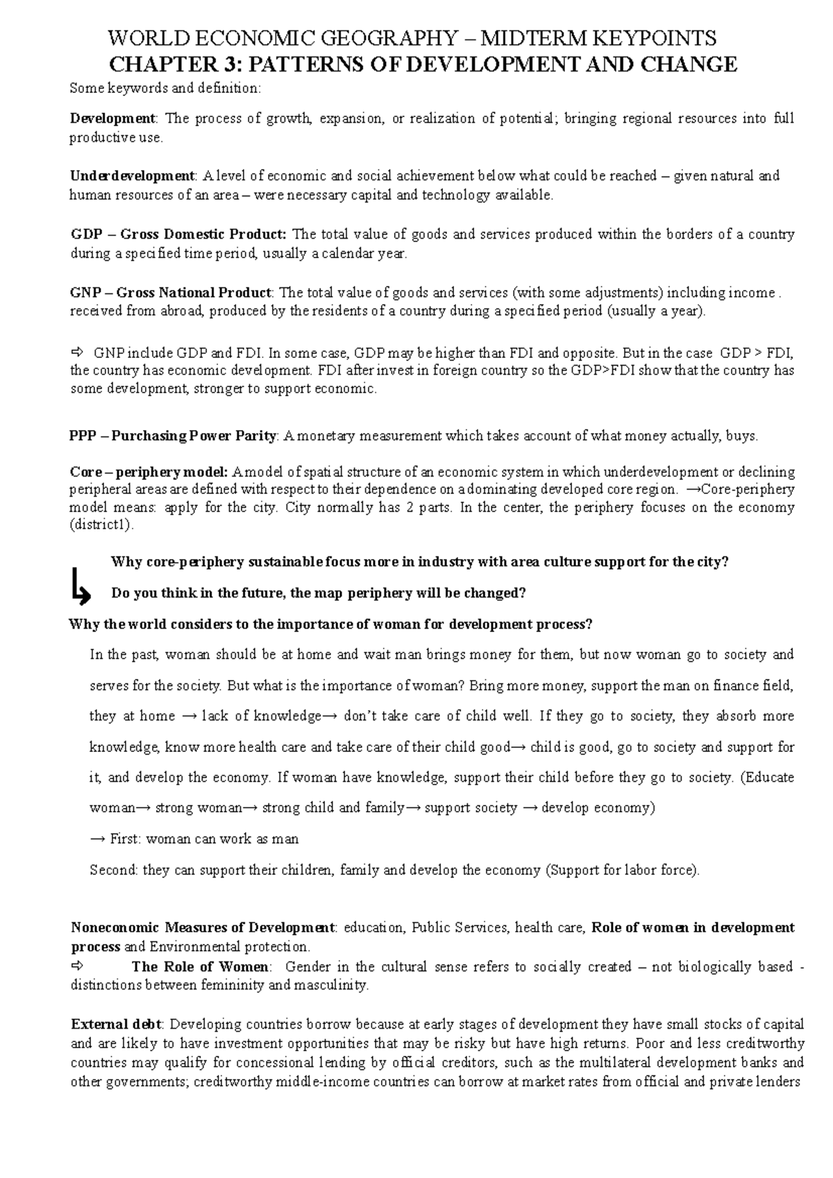 WEG 101 Midterm Keypoints: Development Patterns & Commodity Chains ...