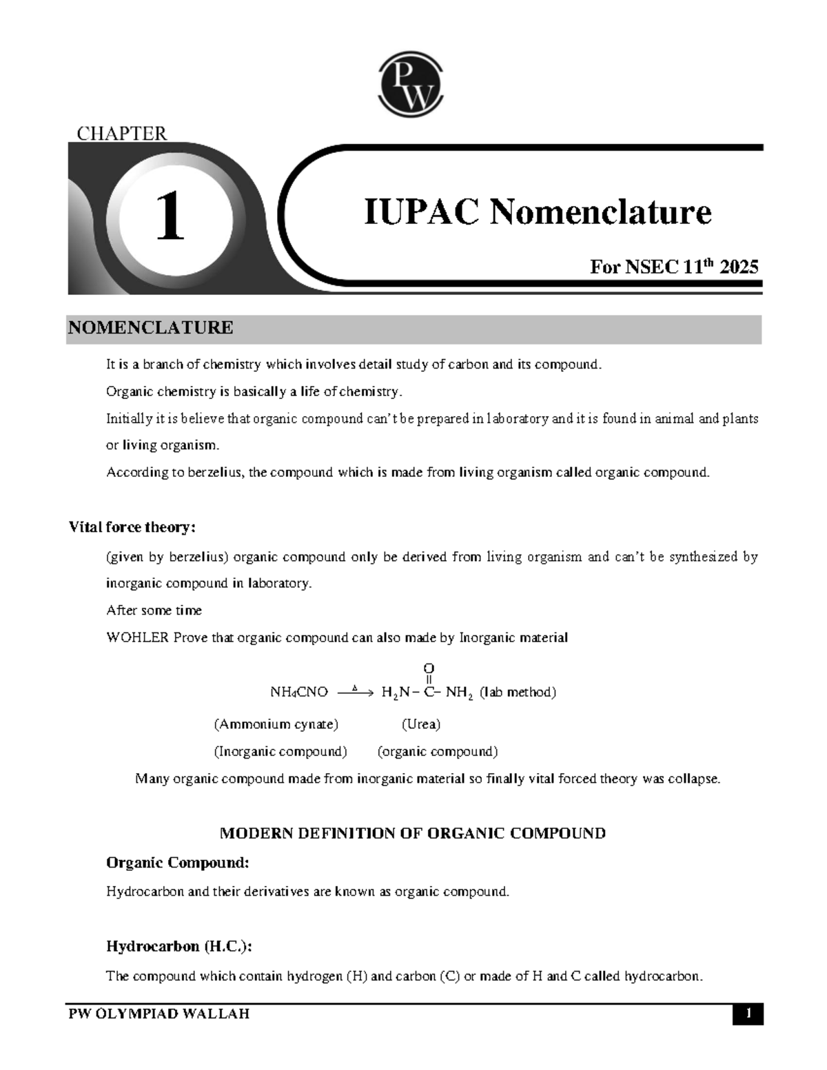 IUPAC Nomenclature Study Notes for NSEC 11th 2025 - Studocu
