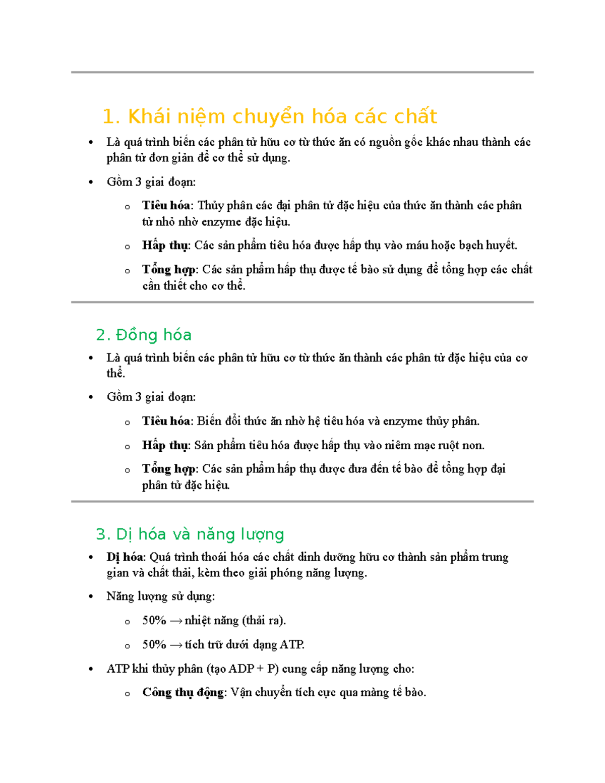 CHƯƠNG TRÌNH HÓA SINH: CHUYỂN HÓA CÁC CHẤT VÀ ACID NUCLEIC - Studocu