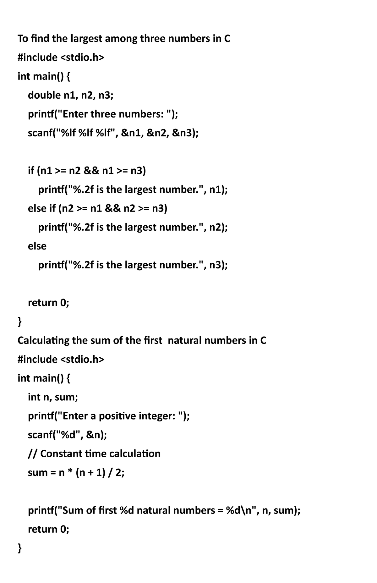 C Programming Basics: Finding Largest, Sum, Fibonacci, and More - Studocu