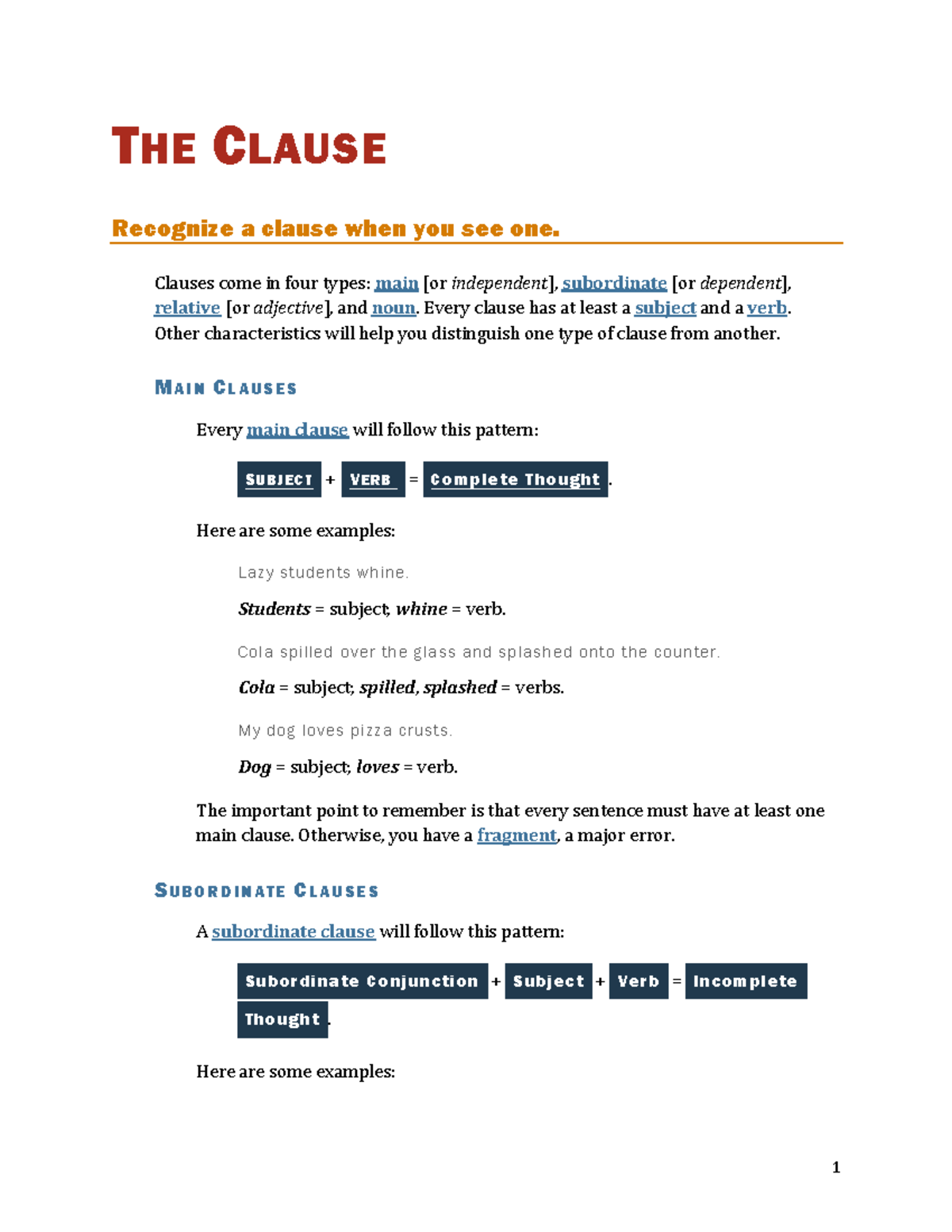 Clause Types and Functions: English Grammar Notes (ENG 101) - Studocu