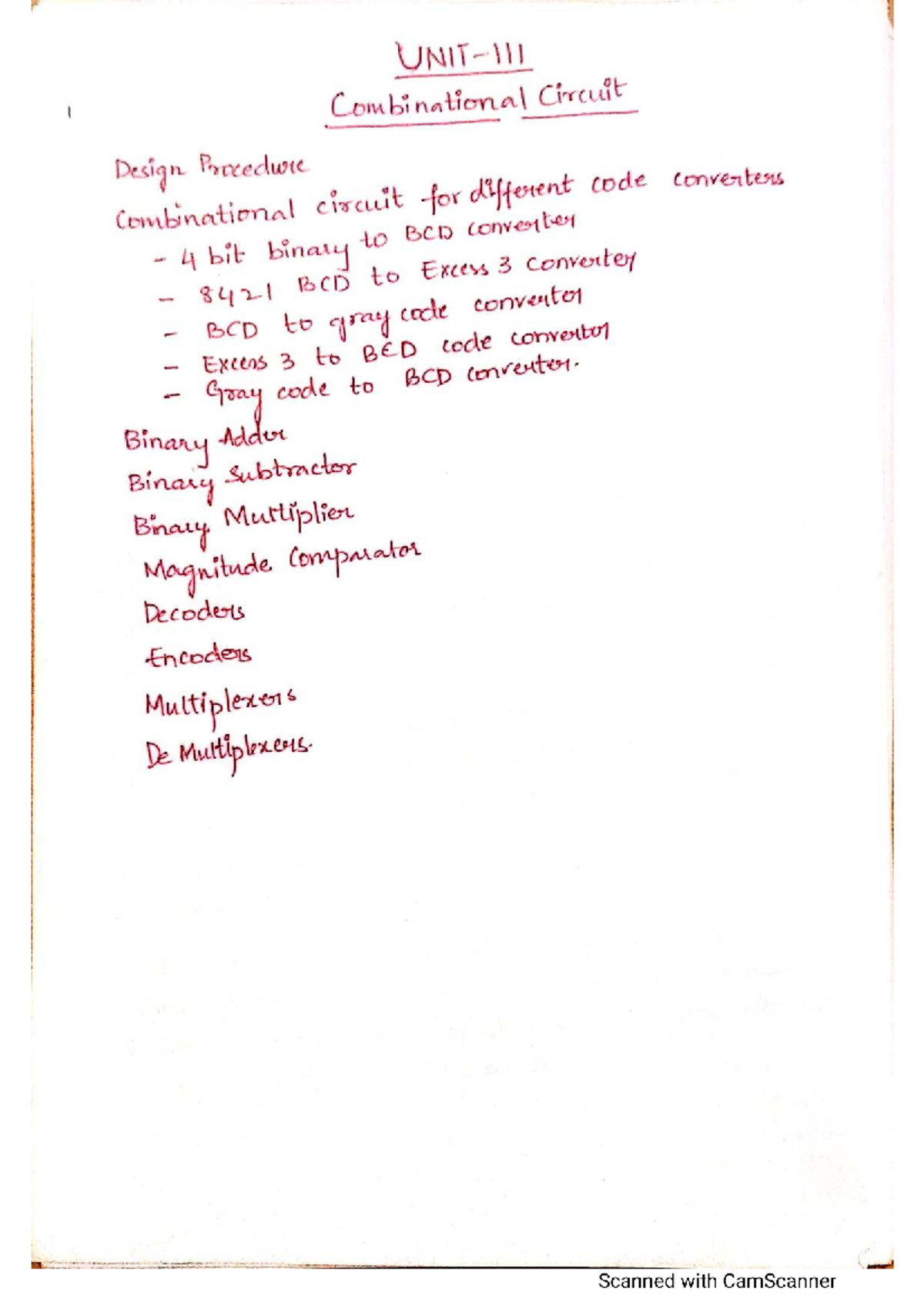 Combinational Circuit Design for Code Converters and Logic Functions (DE UNIT-2) - Studocu
