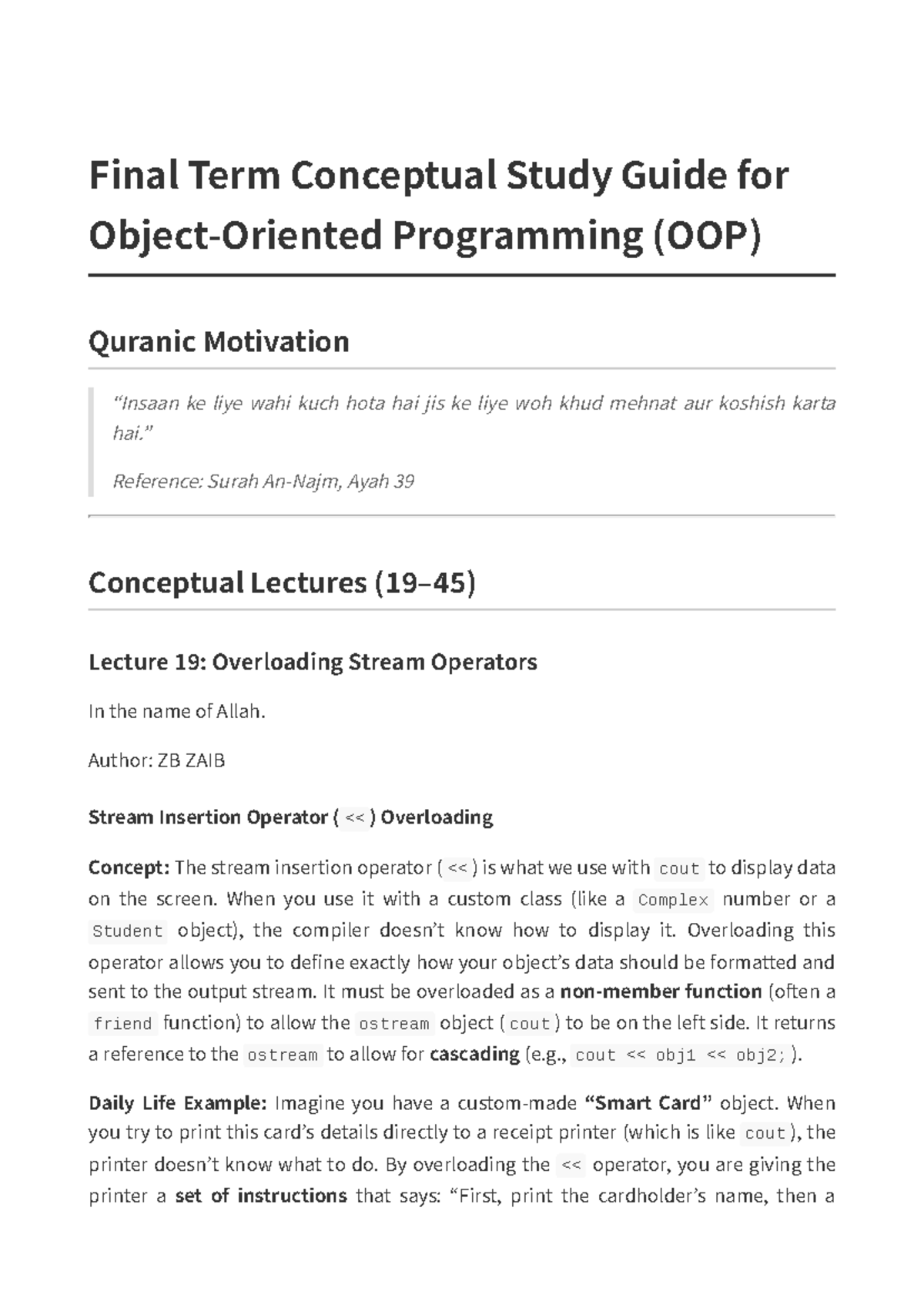 CS304-Final Term Conceptual Study Guide: OOP Overloading & Inheritance ...