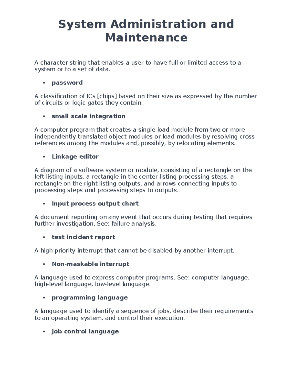 Title: CS101: System Administration & Maintenance Study Guide - Studocu