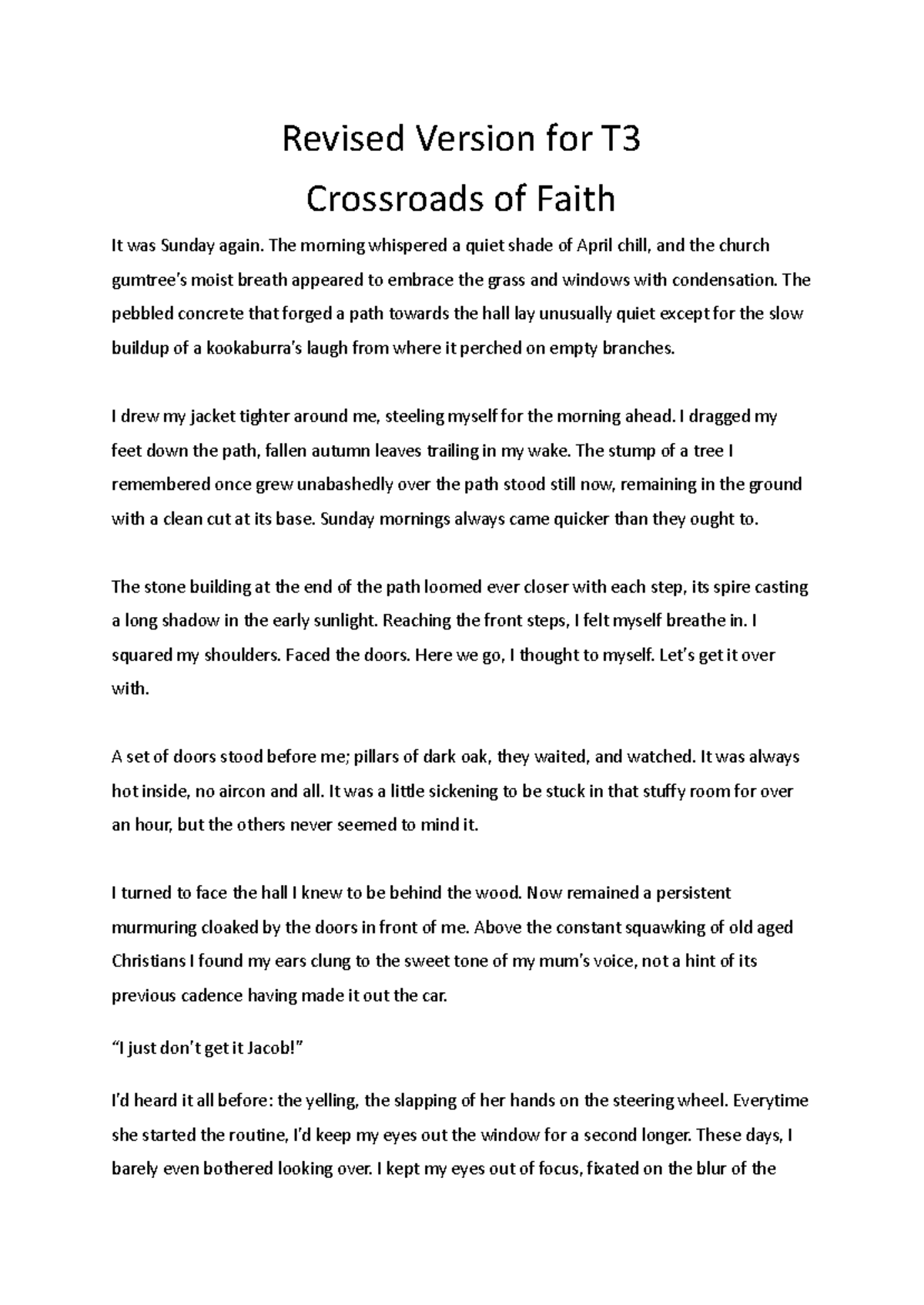 YR11 T1 - Narrative and Reflection - Revised Version for T Crossroads ...