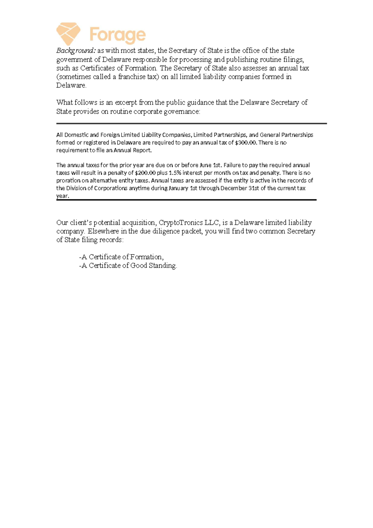 CryptoTronics LLC Formation Docs: Delaware Secretary of State Guide ...