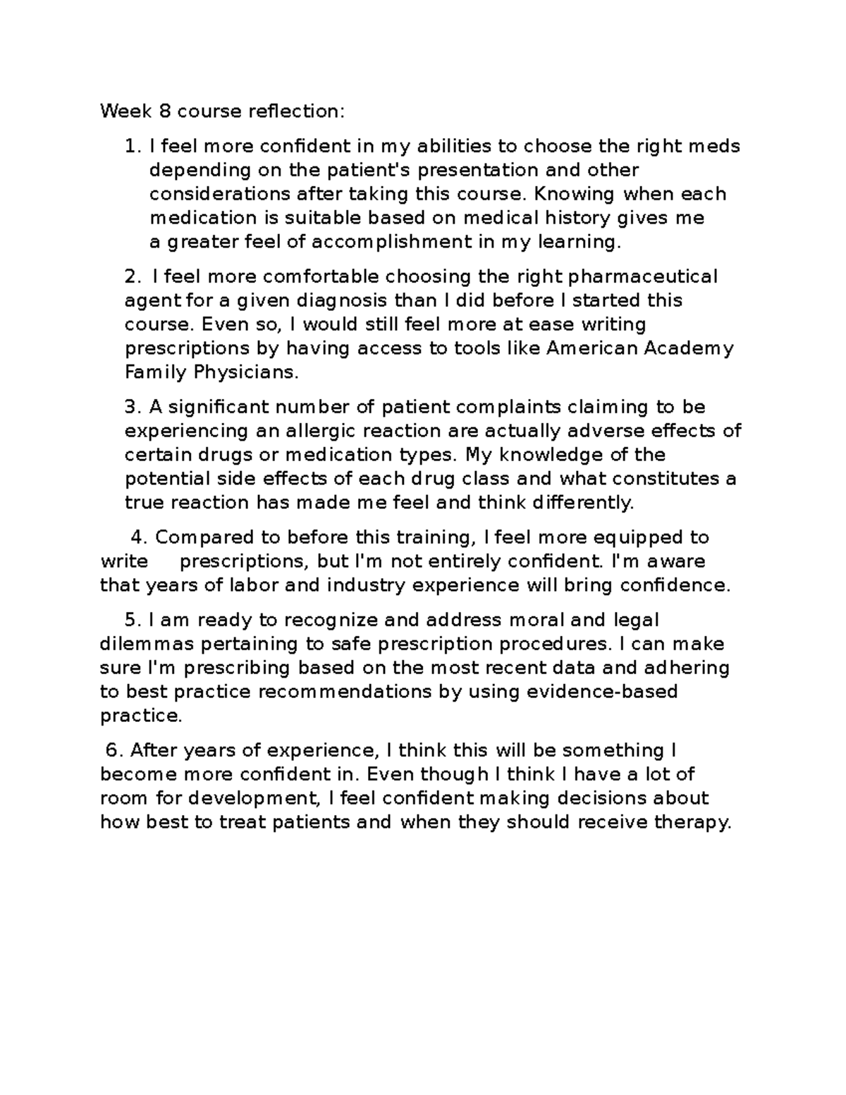 Week 8 Reflection on Medication Management Skills - NR 566 - Studocu