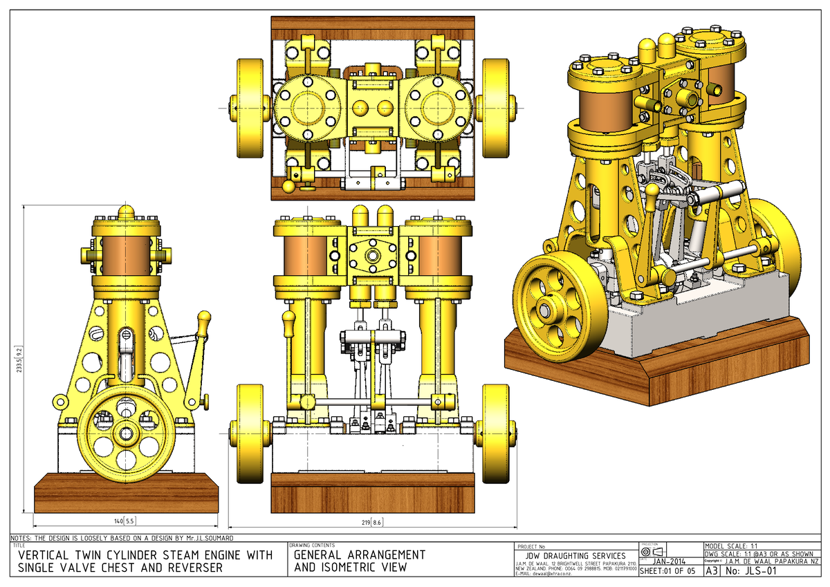 Vertical TWIN Cylinder Steam Engine pdf - 219 8. 233. 9. 140 5. J.A. DE ...