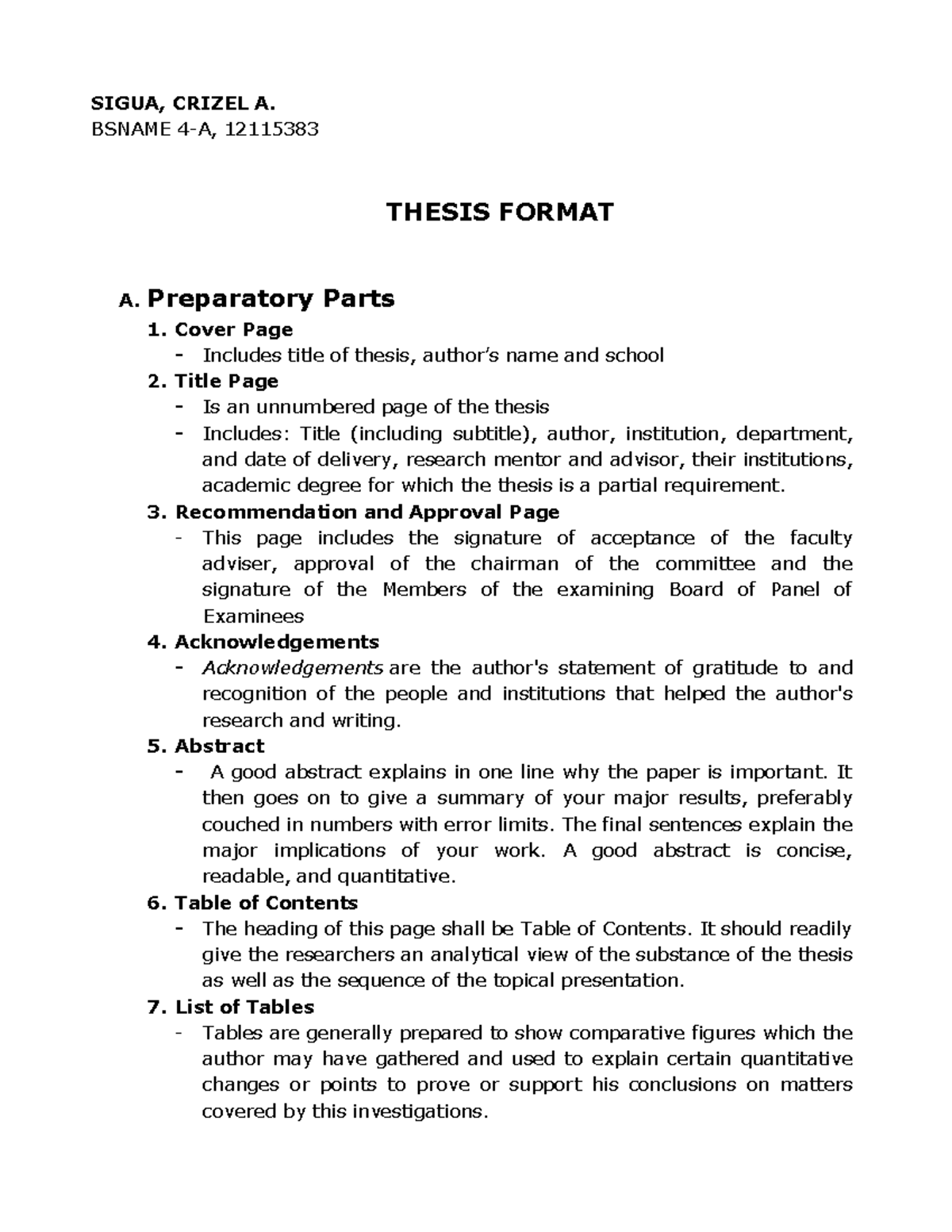 282447068 Essential Parts of a Thesis Format Guide - Studocu
