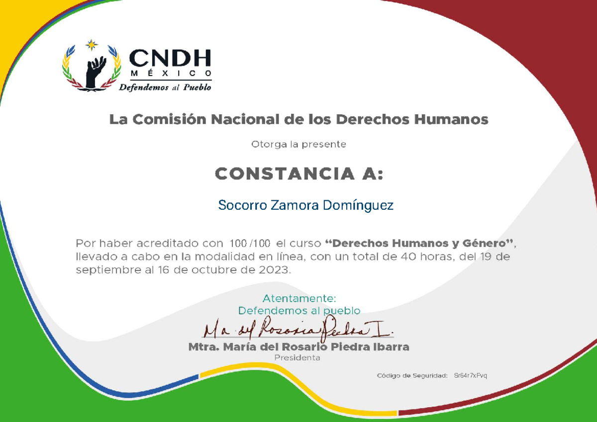 Diploma de Curso CNDH: Defendemos al Pueblo - 2023 - Studocu