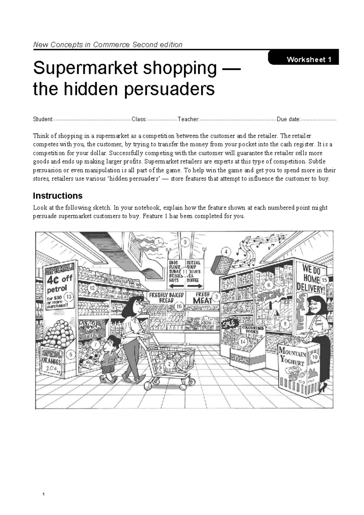 New Concepts in Commerce: Supermarket Influence Worksheet 1 - Studocu