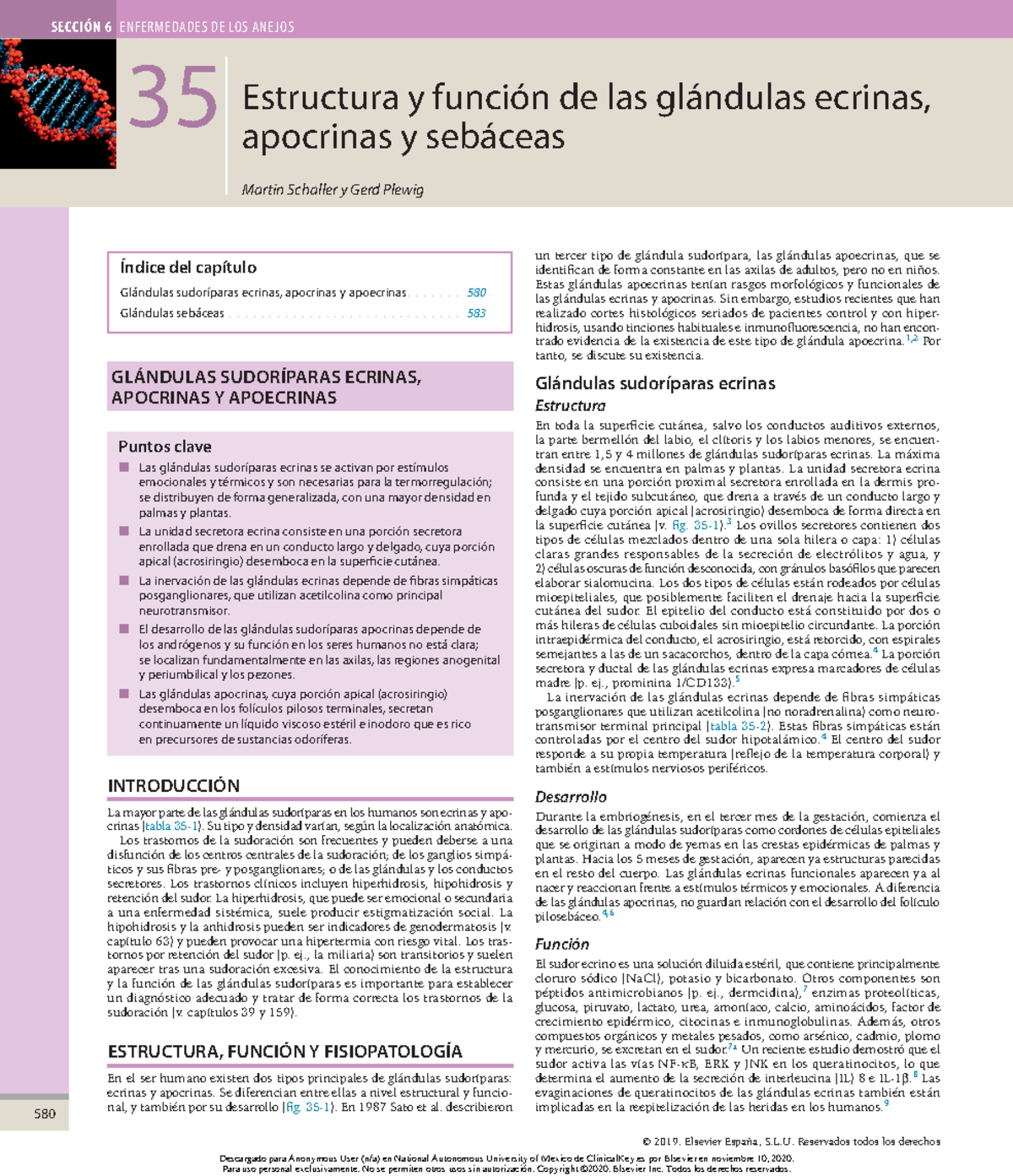 Glándulas ecrinas, apocrinas, sebácea - ####### 580 © 2019. Elsevier ...