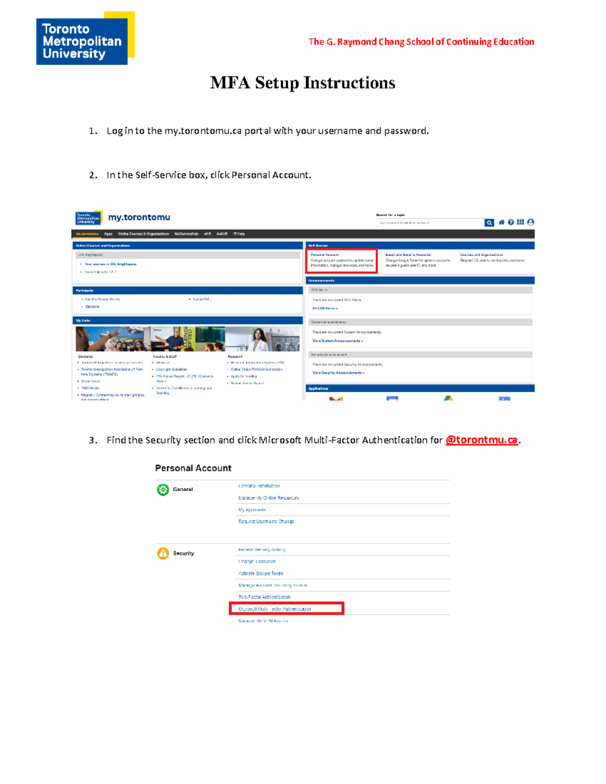 MFA Setup For Students - MFA Setup Instructions Log in to the my ...