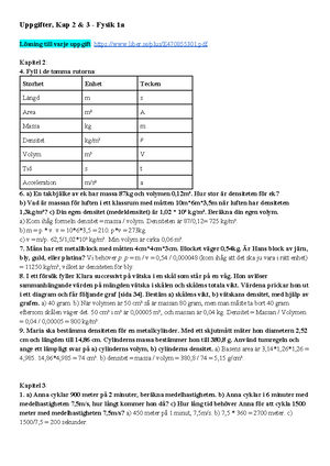 Fysik 1 - uppgifter och övningar - FY 1: F01 Rörelse och Newton’s lagar - Hastighet Centralt ...