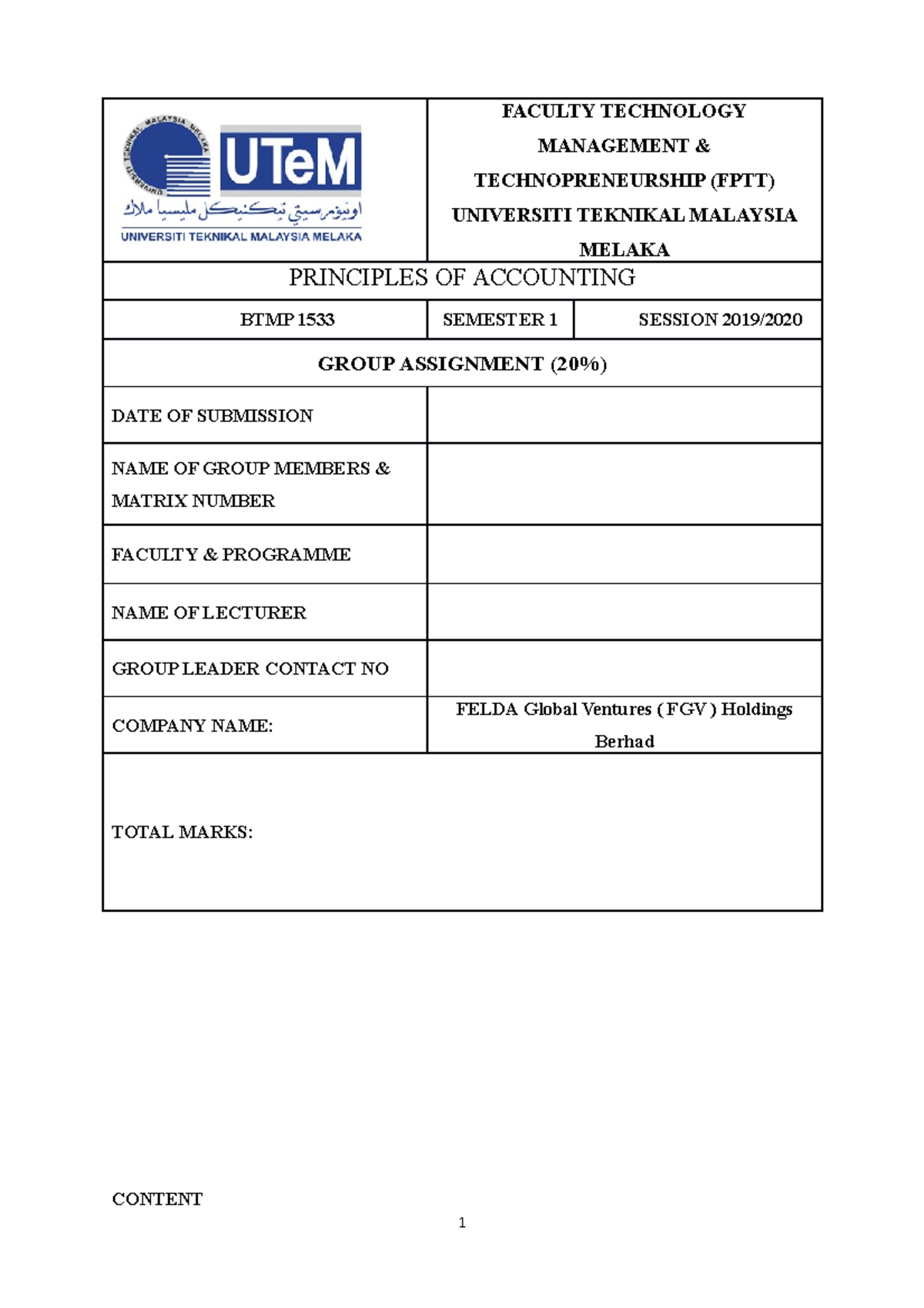 BTMP 1533 Group Assignment: Ratio & Vertical Analysis of FGV Holdings ...