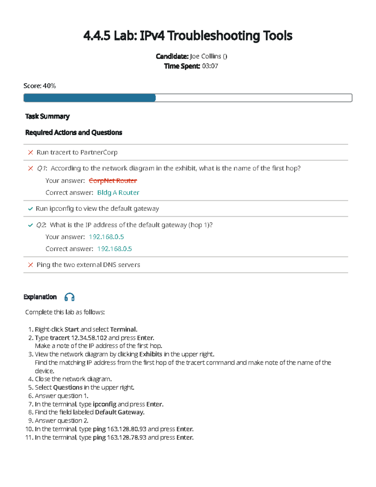 Lab: IPv4 Troubleshooting Tools - Techniques & Questions for Practice - Studocu