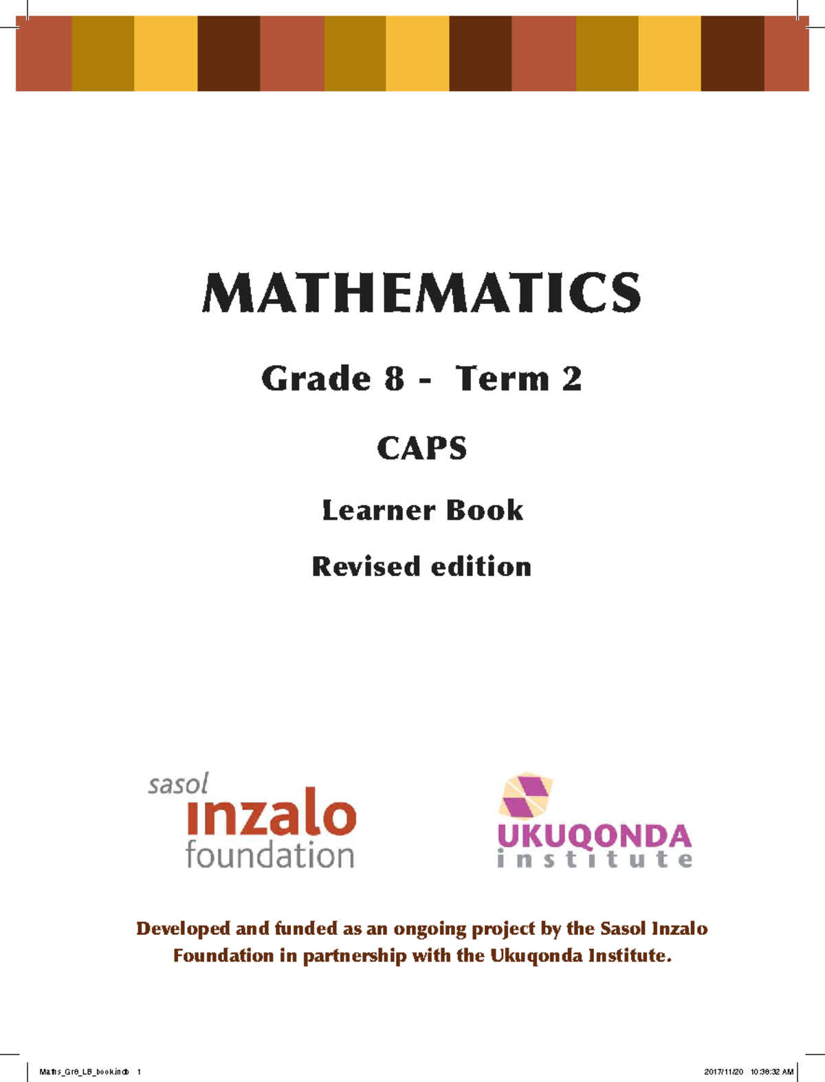 Maths Grade 8 Term 2 Learner Book - Revised Edition Overview - Studocu
