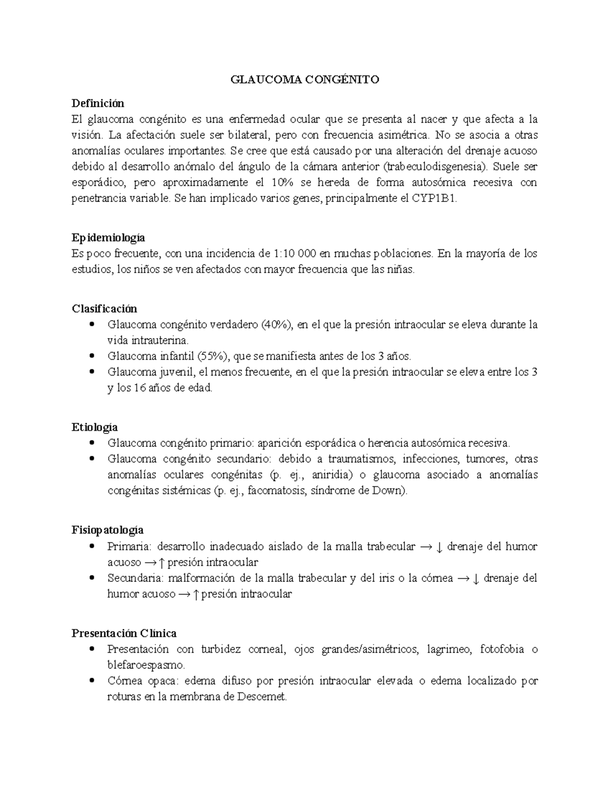 EXPO Glaucoma Congénito - GLAUCOMA CONGÉNITO Definición El glaucoma ...