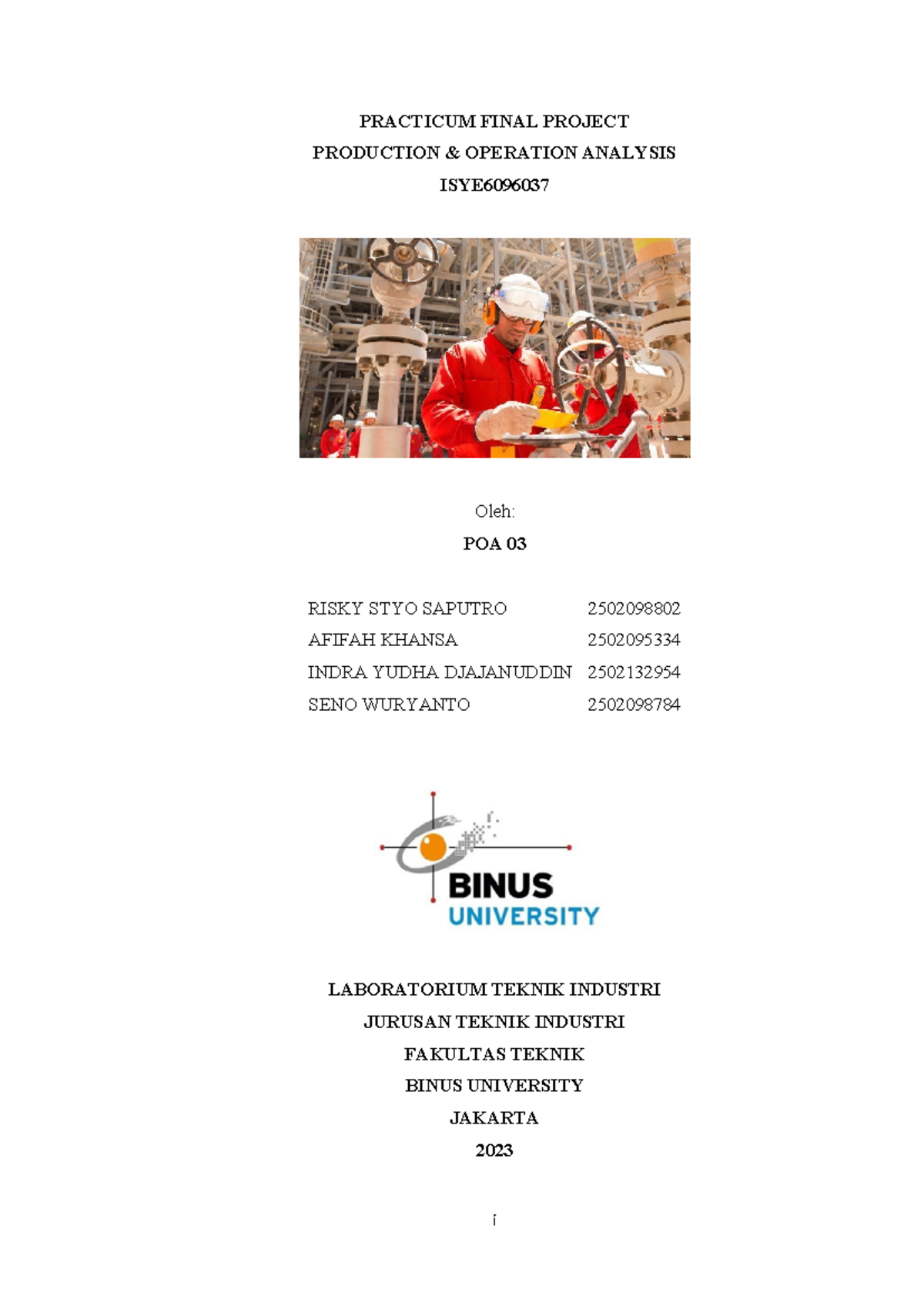 Final Report: POA03 Practicum Project on Production & Operation ...