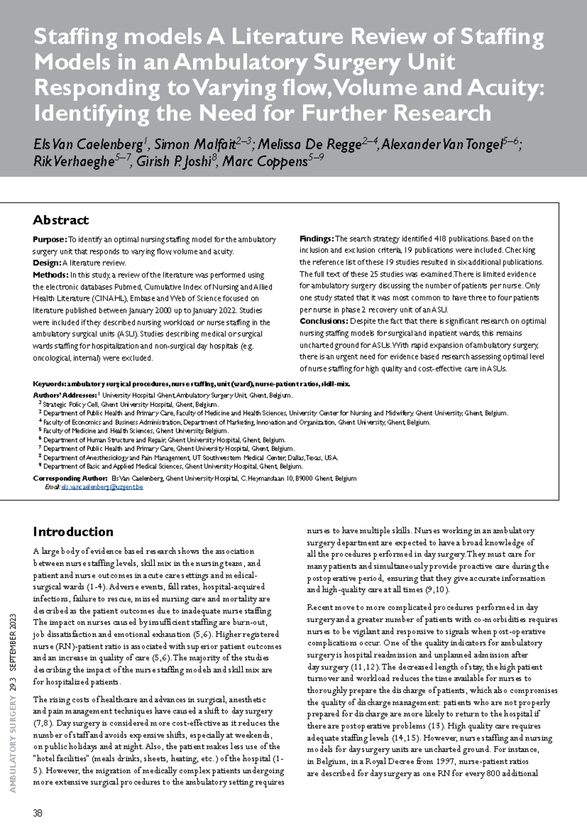 Identifying Optimal Nurse Staffing Models in ASU: A Literature Review ...