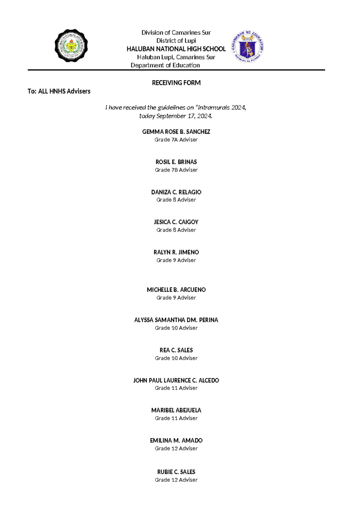 Guidelines for Mr. & Ms. Intramurals 2024 - HNHS Activities - Studocu