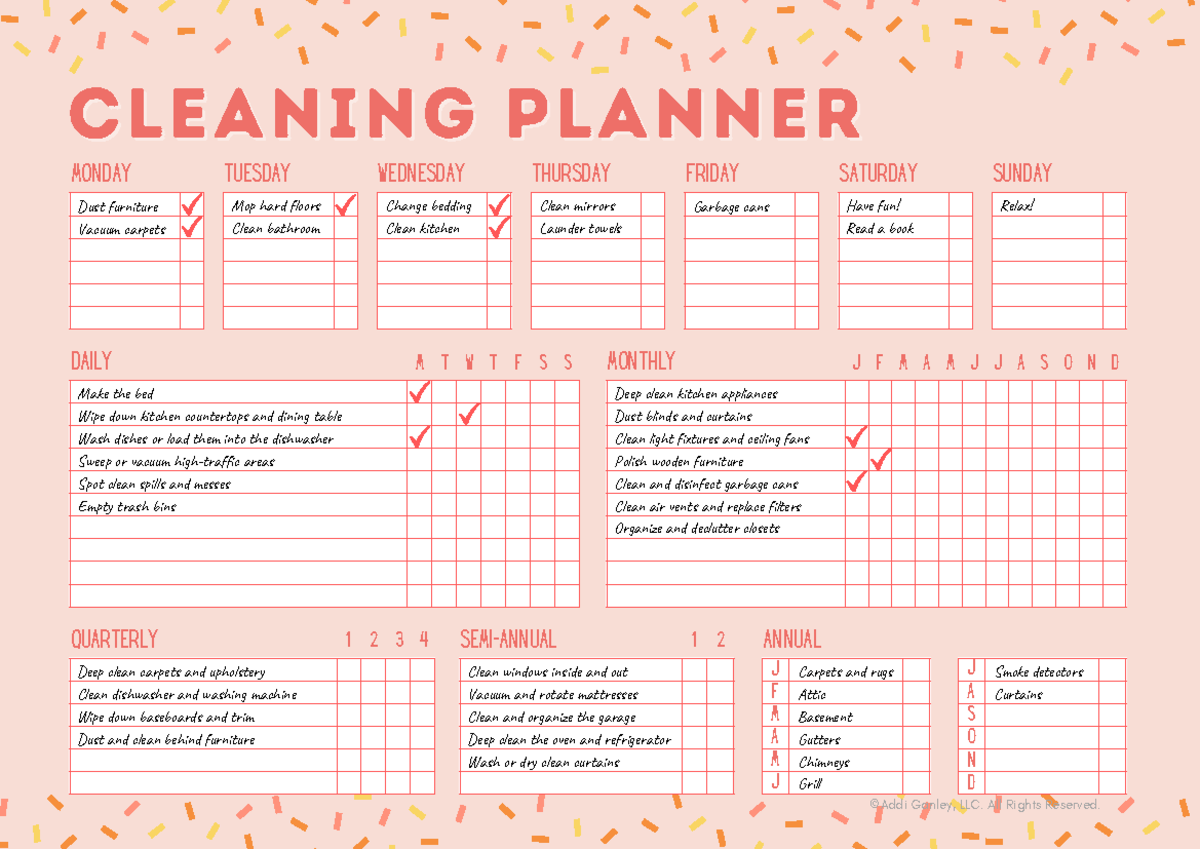 Cleaning Planner - All Rights Reserved. - Studocu