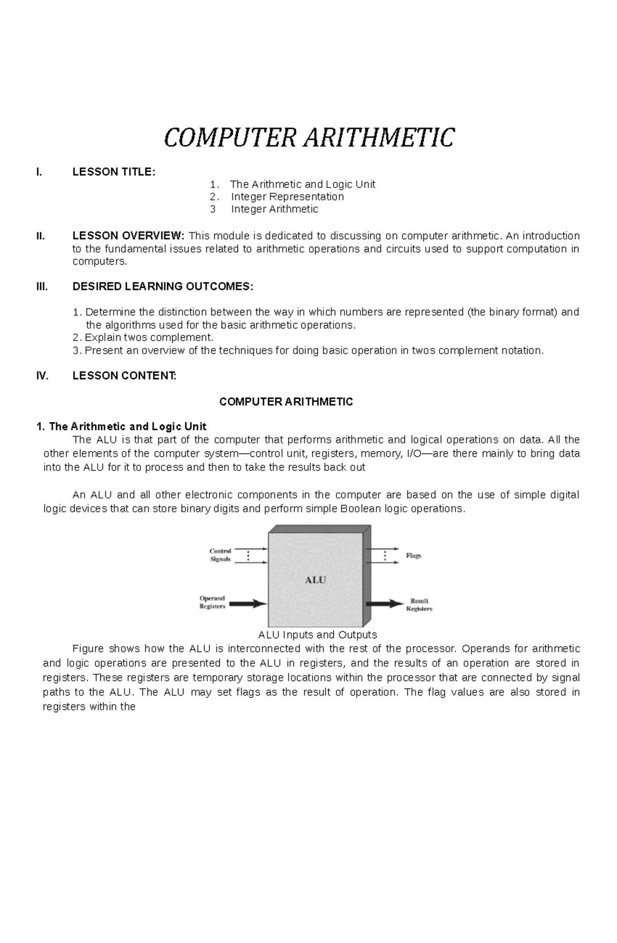 Module 6: Computer Arithmetic - Fundamental Concepts & Techniques - Studocu