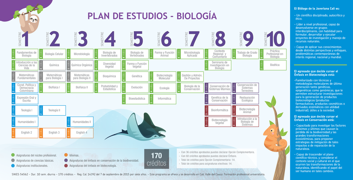PLAN DE ESTUDIOS BIOLOGÍA - Javeriana Cali (SNIES 54562) - Studocu