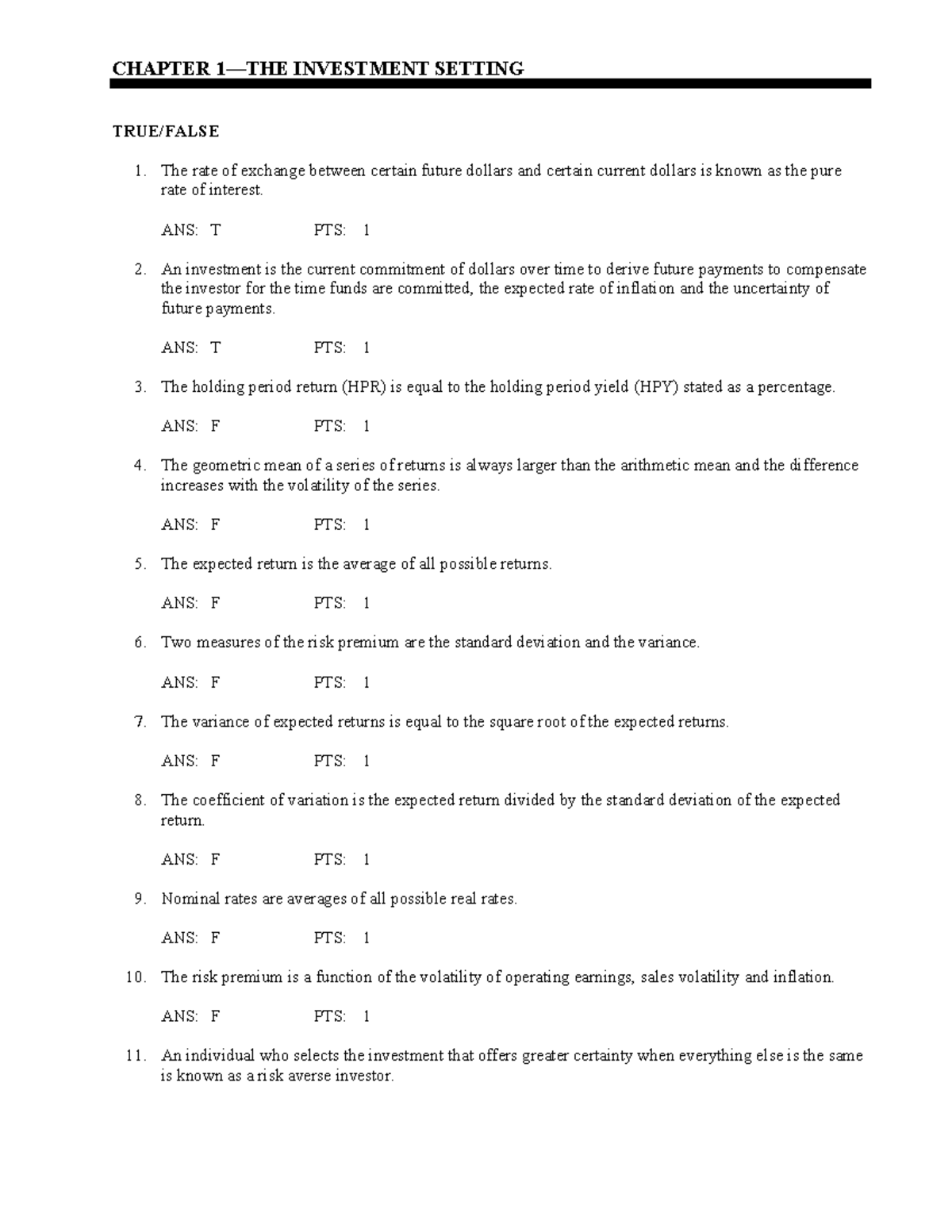 Chapter 1 THE Investment Setting - CHAPTER 1—THE INVESTMENT SETTING ...