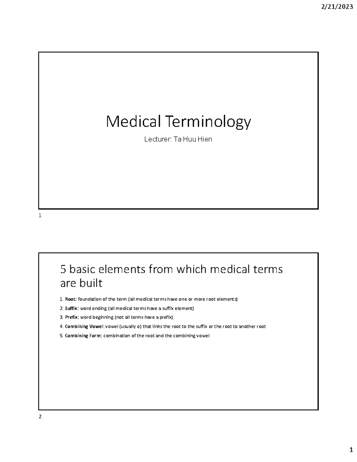 Medical Terminology Basics: Key Elements and Rules (MED 101) - Studocu