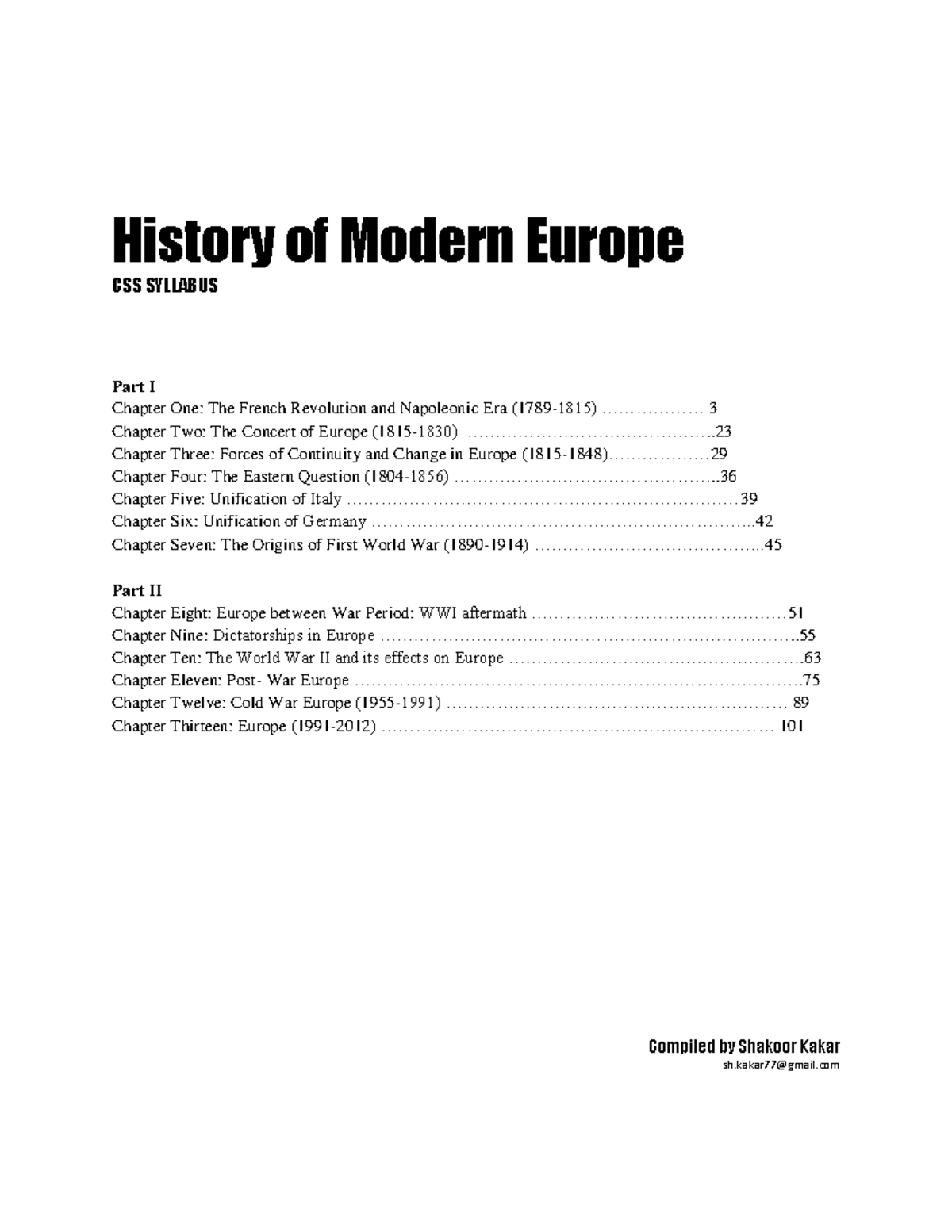 CSS 2023 European History Lecture Notes: Modern European History - Studocu
