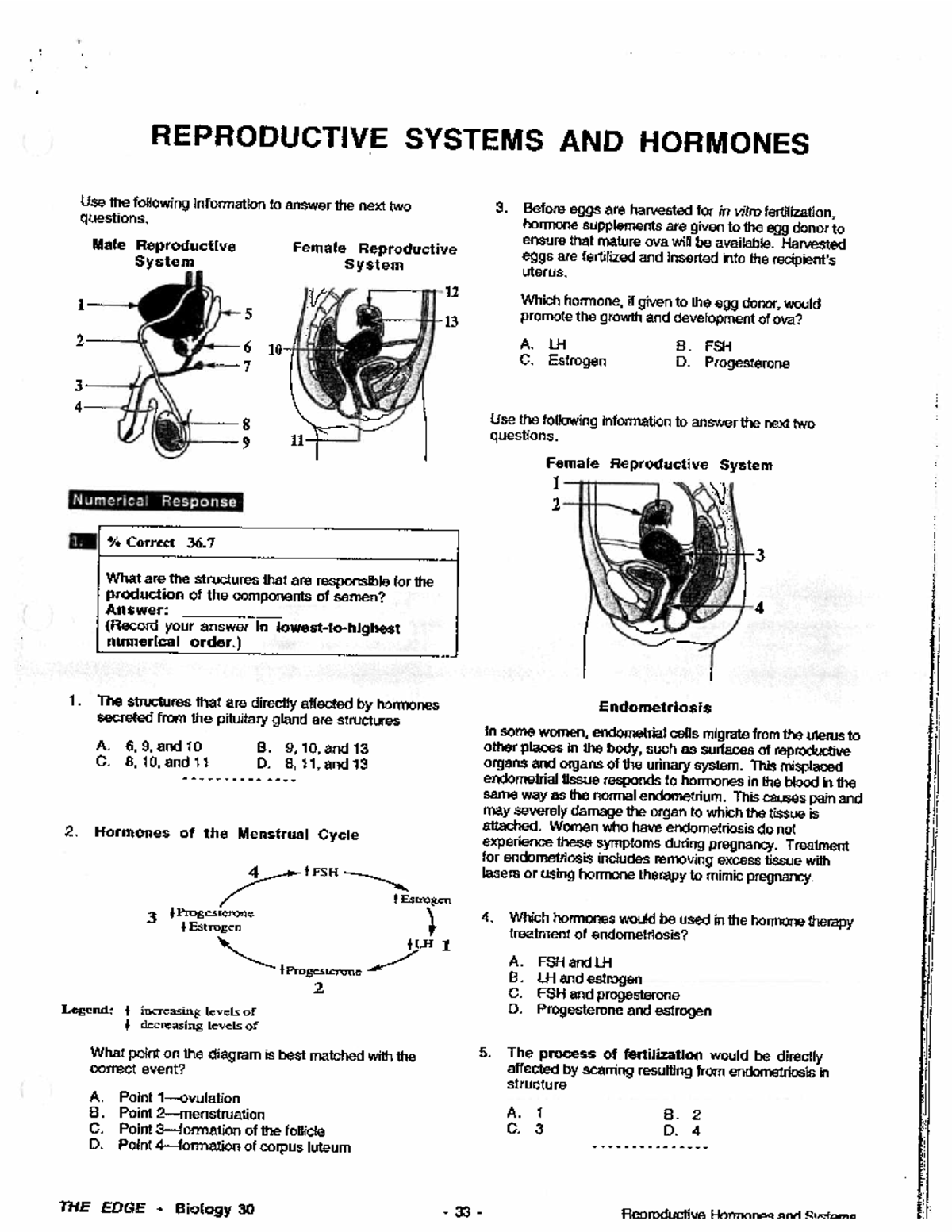 Biology 30: Reproductive Systems and Hormones Study Guide - Studocu