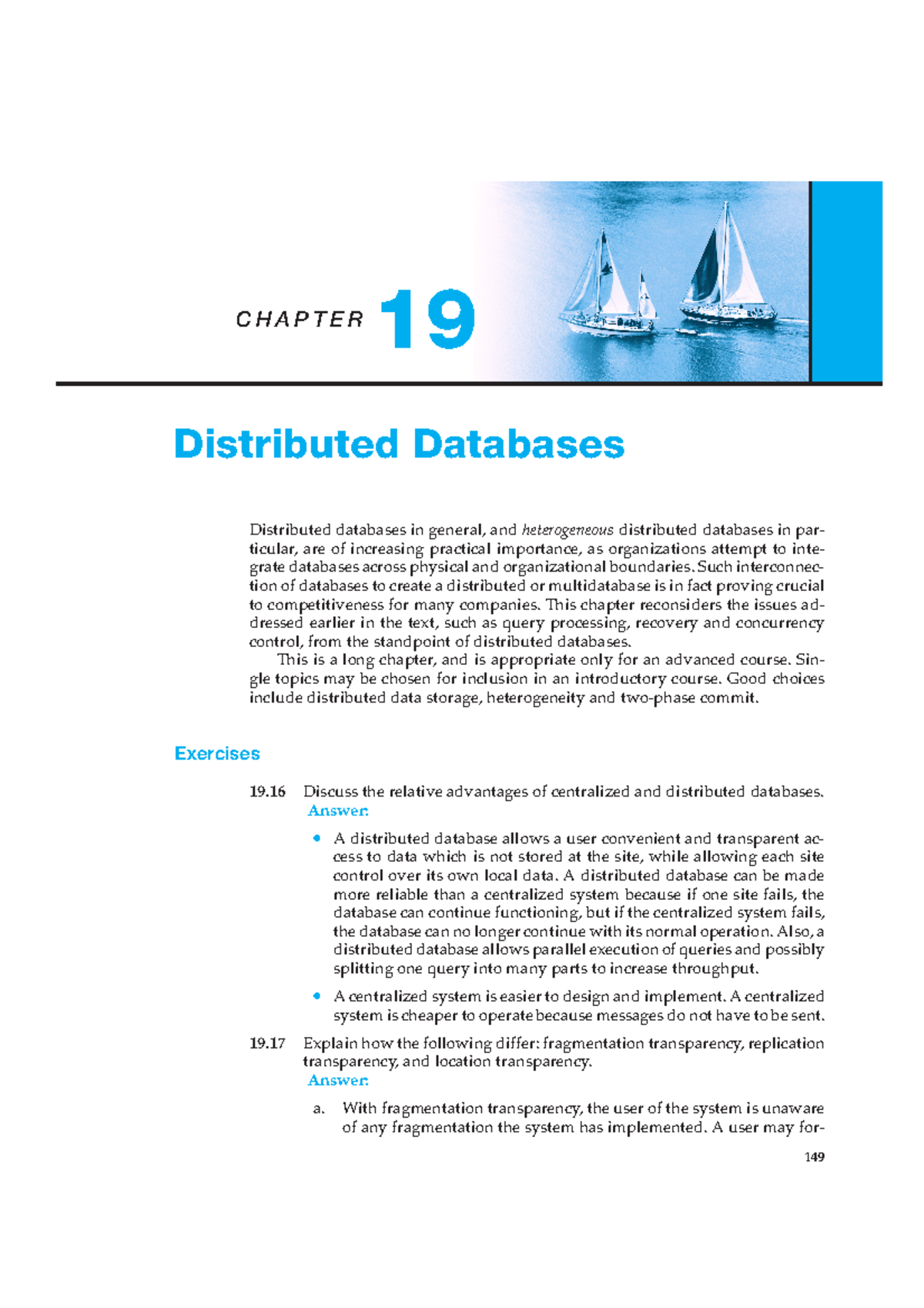 Answer to Database System Concepts - C H A P T E R 19 Distributed ...