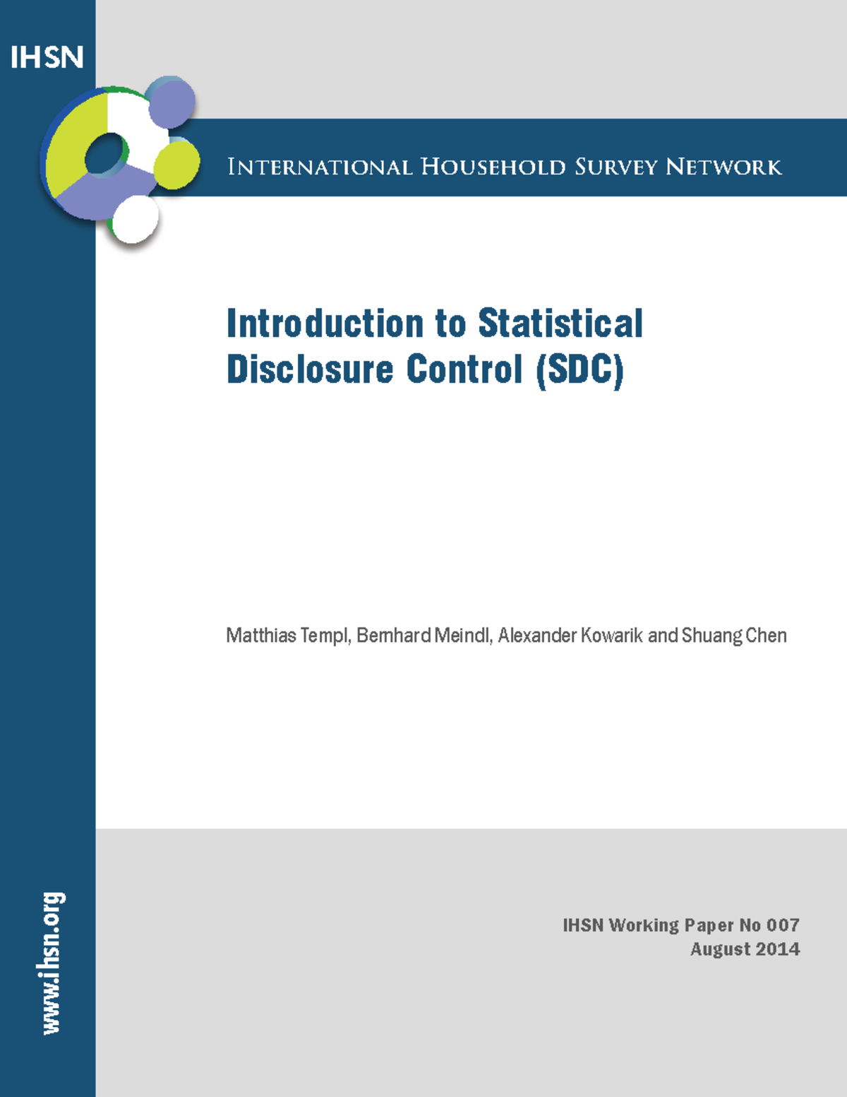 IHSN Working Paper 007: Introduction to Statistical Disclosure Control ...