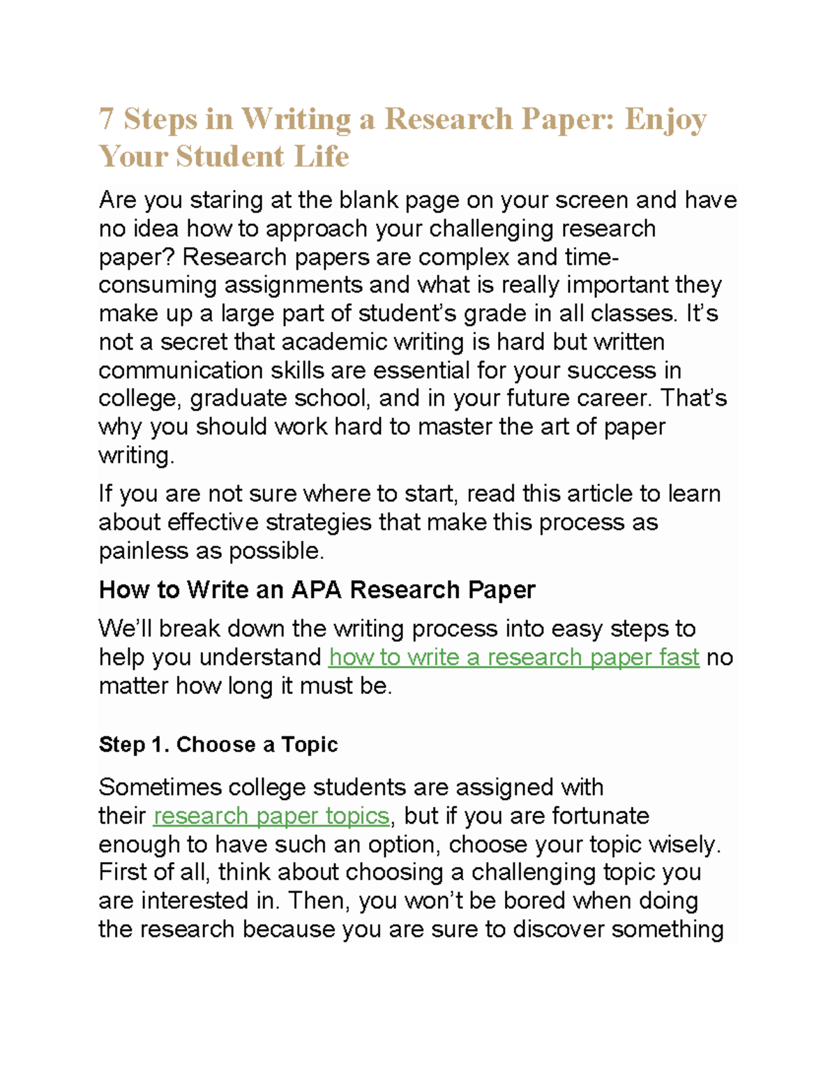 7 Steps to Write an APA Research Paper: A Student's Guide - Studocu