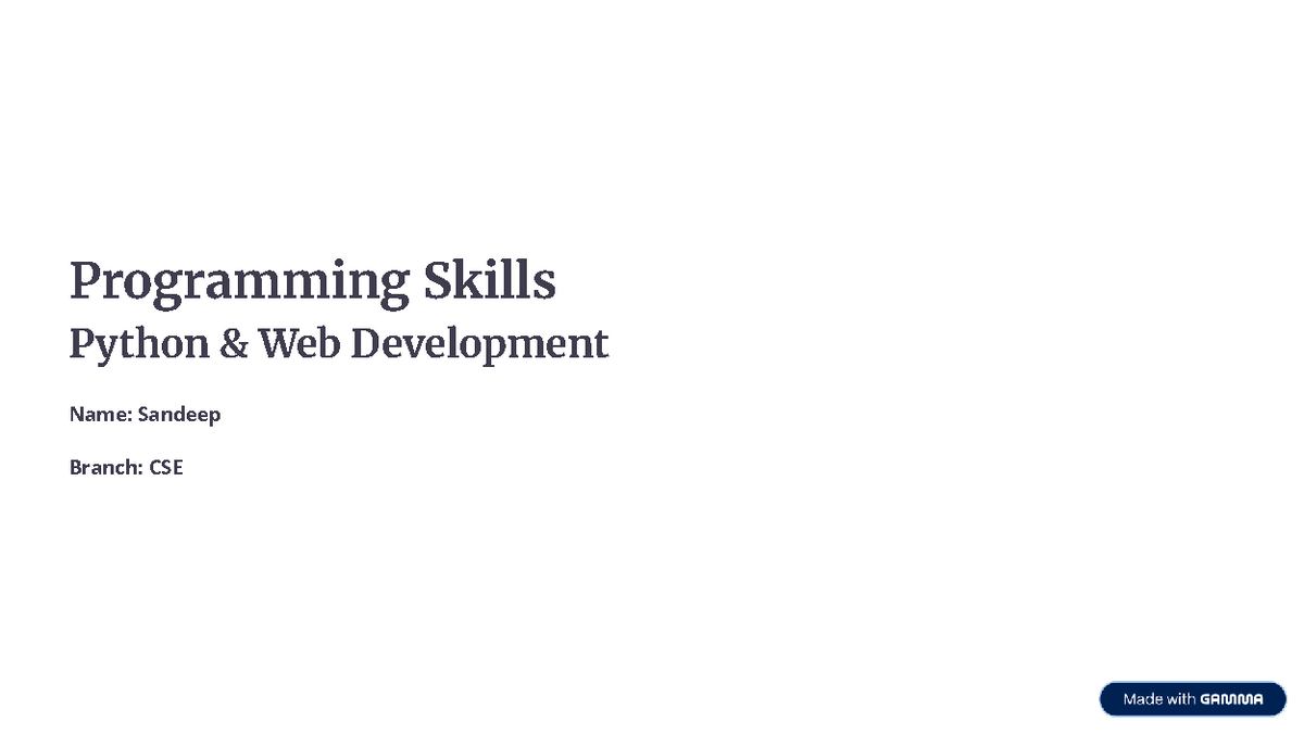 CSE Programming Skills: Web Development with Python & HTML - Studocu