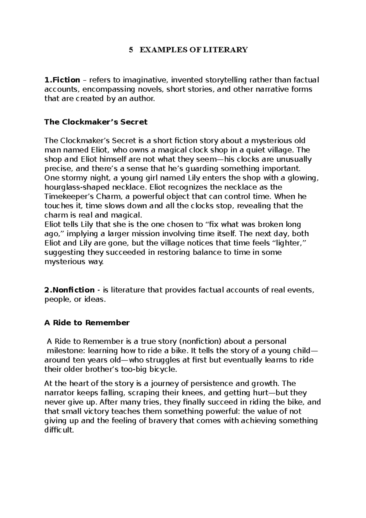 5 Examples of Literary Genres: Fiction, Nonfiction, Poetry, Drama, and ...