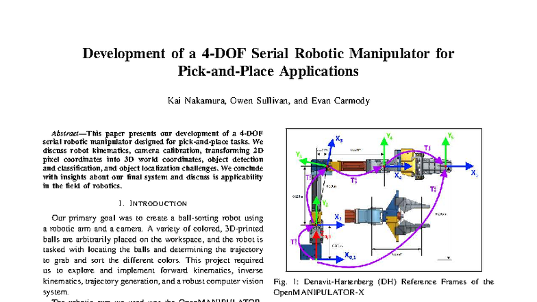 Development of a Serial Robotic Manipulator for Applications (ENGR 101 ...