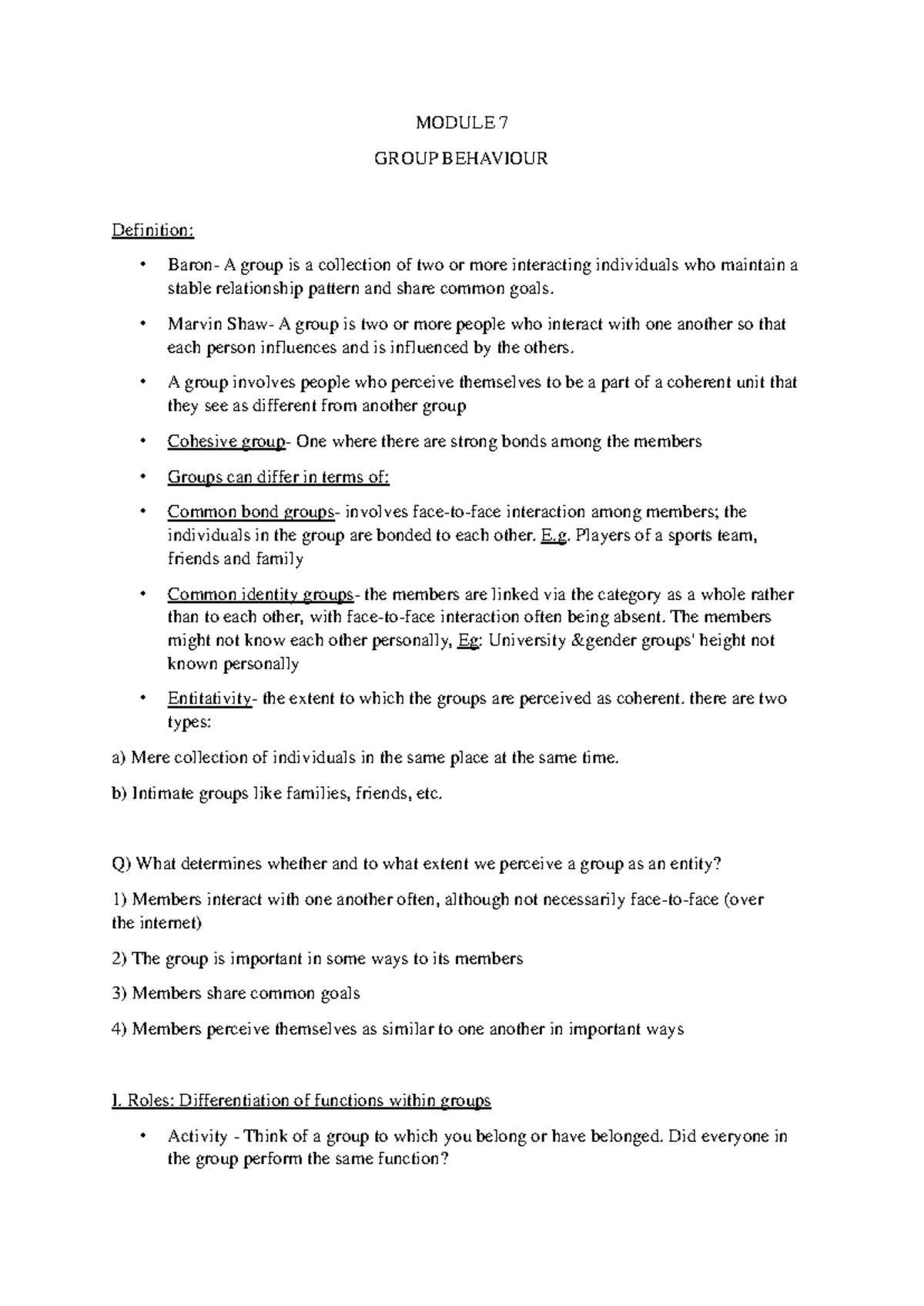 Module 7: Understanding Group Behaviour and Dynamics - Studocu