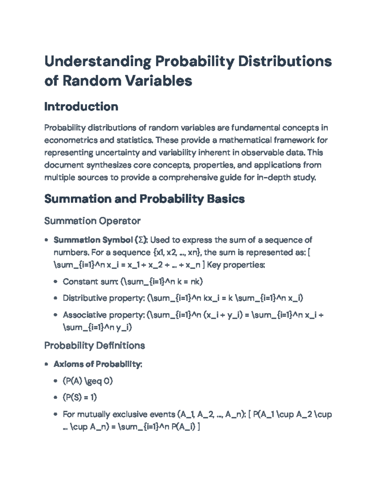 Understanding Probability Distributions of Random Variables in ...